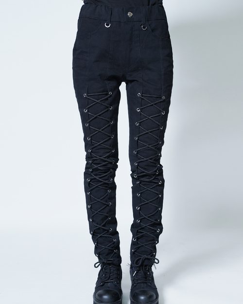 [APPAREL]/セックスポットリベンジ/PUNKISH LACE UP パンツ 黒 (L) ゴスロリ・パンク/SEX POT ReVeNGe