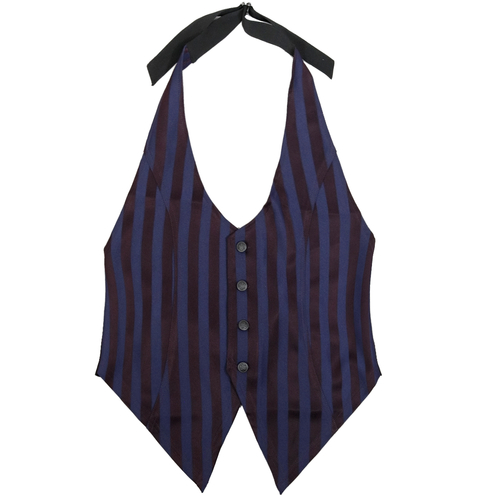 [APPAREL]/ディオラート/ストライプ ホルターネック ジレ・ベスト ブルー×ブラウン (L) ゴスロリ・パンク/Deorart