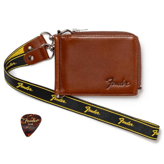 Fender フェンダー 950-701 (ブラウン) マネークリップ ケース 財布 本革 国産レザー