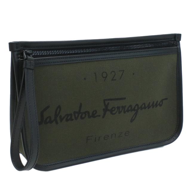 【新品】フェラガモ FERRAGAMO  クラッチバッグ ブランド 24-0971 0760237　MUSCHINO グリーン系 seco-01 cp05