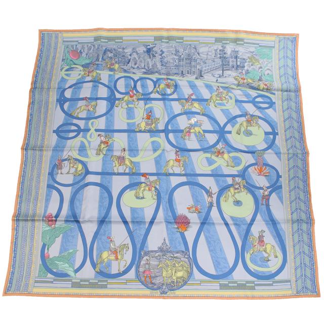 【新品】エルメス HERMES  レディース スカーフ　ブランド カレ CARRE DOUBLE FACE 903688S 04　PASSADES ET SERPENTI　BLEU-VERT-ROSE ブルー系 マルチカラー accessory-01