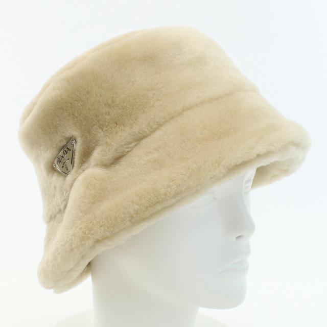 【新品】プラダ PRADA  レディース シアリング バケットハット ロゴプレート 1HC137　2EC9　F0379 ECRU ベージュ系　cap-01 warm-01 win-03w