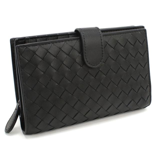 BOTTEGA VENETA ボッテガヴェネタ 二つ折り財布 長財布 小銭入付き イントレチャート 121060 V3UN1 8803 メンズ ブラック