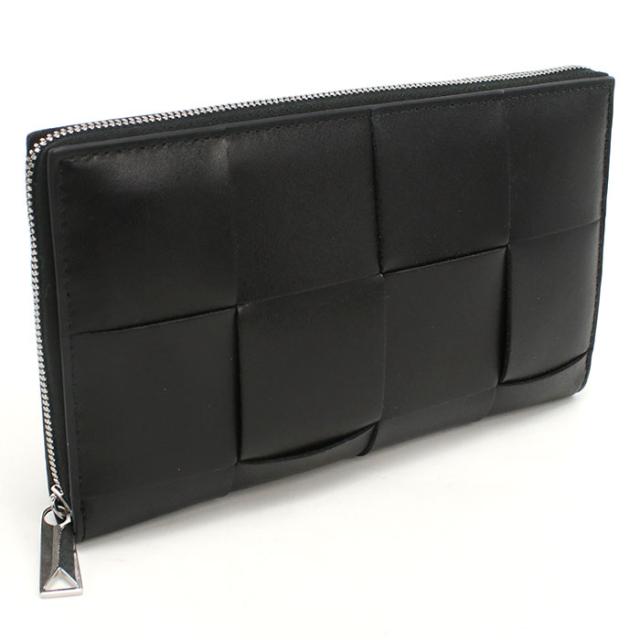 BOTTEGA VENETA ボッテガ ヴェネタ 長財布 カセット ジップアラウンドウォレット イントレチャート 649607 V47V1 8803 ブラック