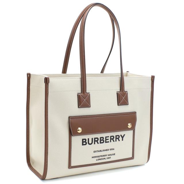 【新品】バーバリー BURBERRY  トートバッグ ブランド 通勤 通学 8044138　A1395 NATURAL-TAN ホワイト系 ブラウン系 bag-01  gif-03w