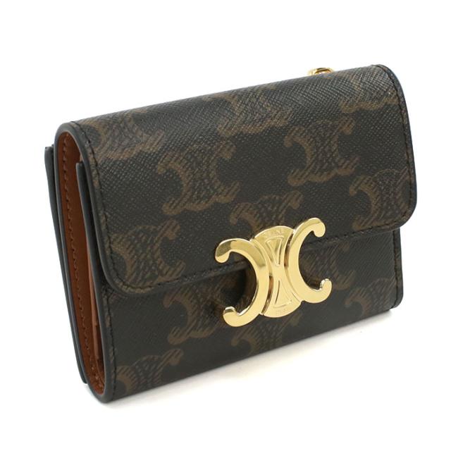 CELINE セリーヌ トリオンフキャンバス 三つ折り財布 小銭入付き 10I65 2DS3 04LU レディース ブラウン