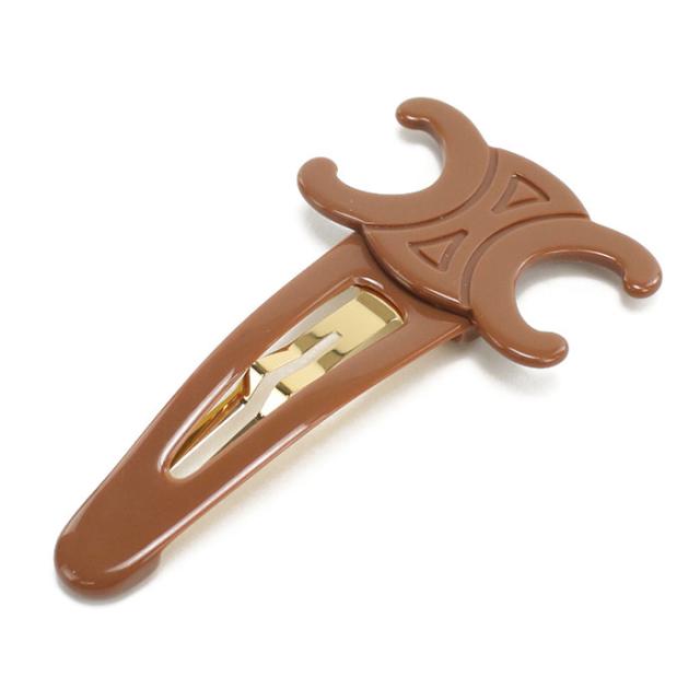 CELINE セリーヌ トリオンフ ヘアクリップ ヘアピン ラージ 460PT 6CSC 03GR レディース ブラウン