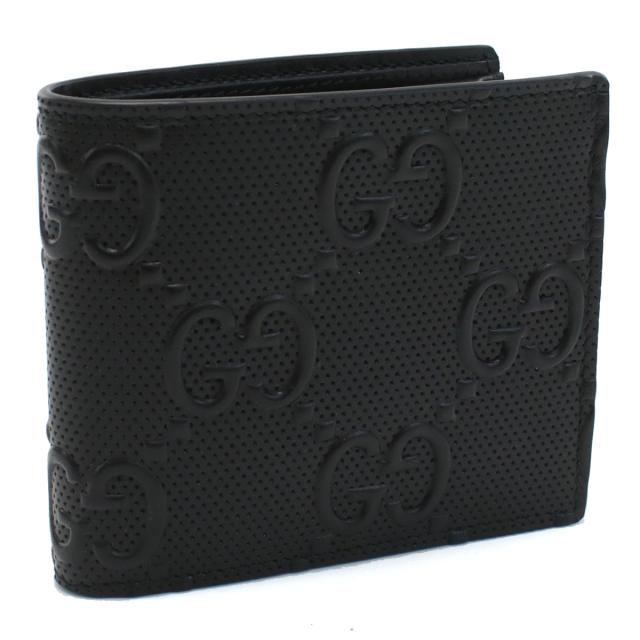 GUCCI グッチ 二折財布小銭入付き 625555 1W3AN 1000 GG LEATHER メンズ ブラック