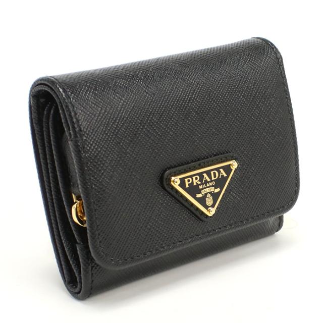 PRADA プラダ  サフィアーノトライアングル 三つ折り財布 1MH044 QHH F0002 NERO レディース ブラック