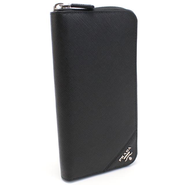 PRADA プラダ 長財布ラウンドファスナー 2ML317 QME F0002 メンズ ブラック