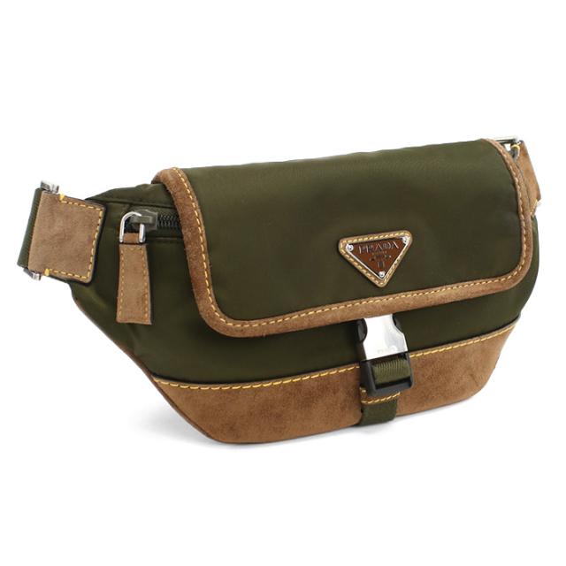 PRADA プラダ Re-Nylonスエードベルトバッグ ボディバッグ 2VH176 384 V OBF F041O メンズ カーキ