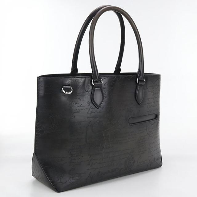 中古良品Berluti ベルルッティ トートバッグ トゥジュール スクリットレザー メンズ ブラック