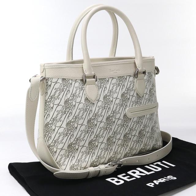 中古良品Berluti ベルルッティ トートバッグ トゥジュール XS トワル・マルブフ メンズ ホワイト