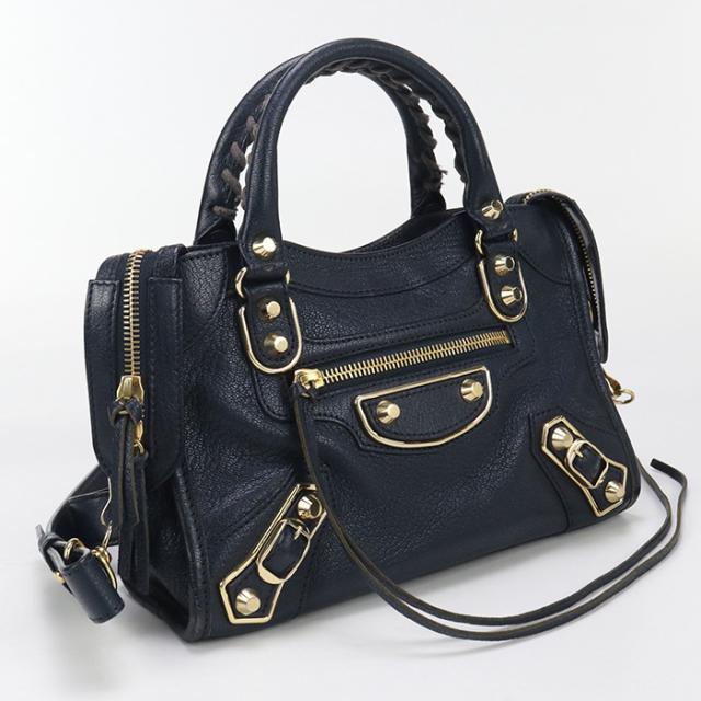 中古BALENCIAGA バレンシアガ ハンドバッグ 390160 2WAY レディース ネイビー