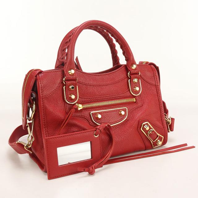 中古美品BALENCIAGA バレンシアガ ハンドバッグ 390160 クラシック ミニ シティ レディース レッド