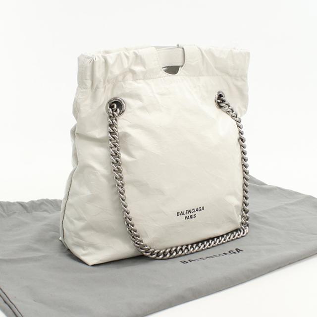 中古良品BALENCIAGA バレンシアガ トートバッグ 742942 スモール CRUSH レディース ホワイト
