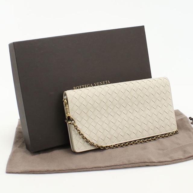 中古BOTTEGA VENETA ボッテガ・ヴェネタ チェーンウォレット 586906 チェーンウォレット イントレチャート レディース アイボリー