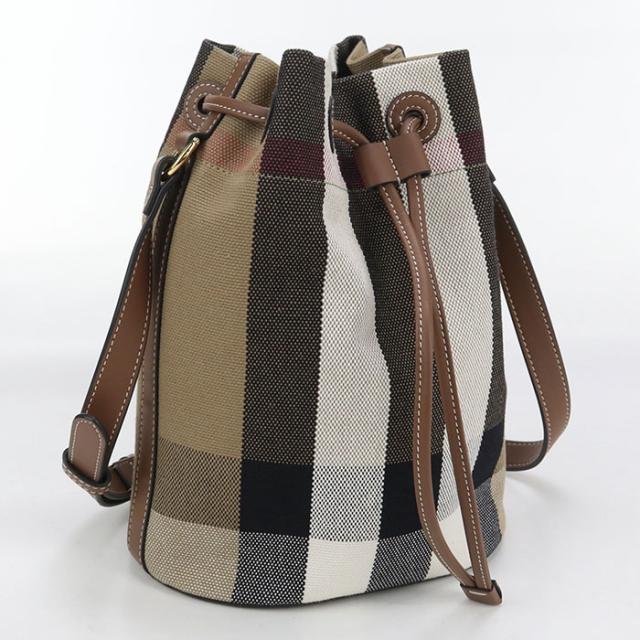 中古良品BURBERRY バーバリー 斜め掛け ショルダーバッグ バケット ノバチェック レディース ブラウン