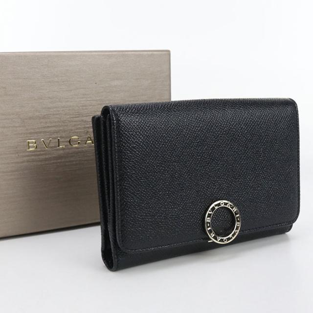 中古良品BVLGARI ブルガリ 二折財布 レディース ブラック