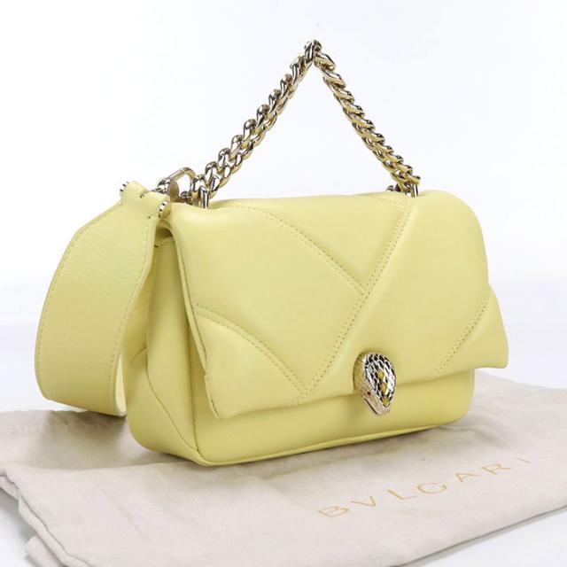 中古美品BVLGARI ブルガリ ハンドバッグ 2WAY セルペンティフォーエバー レディース イエロー