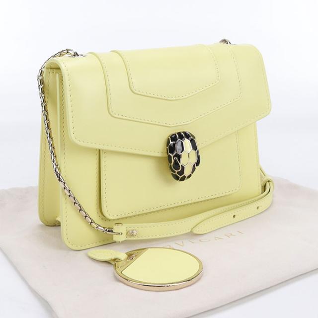 中古良品BVLGARI ブルガリ 斜め掛け ショルダーバッグ セルペンティ フォーエバー レディース イエロー