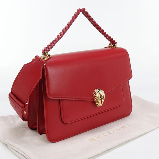 中古美品BVLGARI ブルガリ 斜め掛け ショルダーバッグ 2WAYショルダーバッグ セルペンティフォーエバー レディース レッド