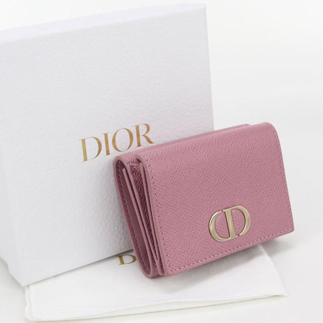 中古美品DIOR ディオール 三つ折り財布 30 モンテーニュ レディース ピンク