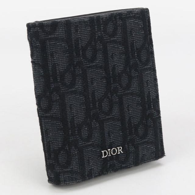 中古良品DIOR ディオール 三つ折り財布 2ESBH081YSE ディオール オブリーク メンズ ブラック