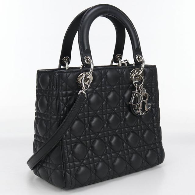 中古良品DIOR ディオール ハンドバッグ バッグ ミディアム レディディオール レディース ブラック
