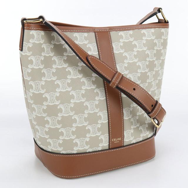 中古良品CELINE セリーヌ ショルダーバッグ 191442CAS スモール バケット トリオンフキャンバス レディース ベージュ