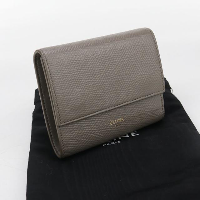 中古良品CELINE セリーヌ 三つ折り財布 10B573GTH 38SI トリフォールドウォレット レディース グレー