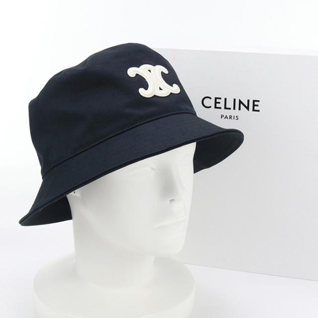 中古美品CELINE セリーヌ ハット 2AUE5968P.38NO バケットハット トリオンフ レディース ブラック