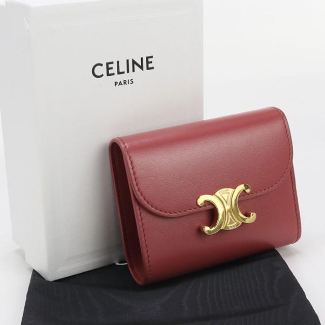 中古良品CELINE セリーヌ 三折財布 10D78 3DPV スモール フラップウォレット トリオンフ レディース ピンク