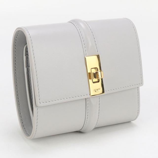 中古良品CELINE セリーヌ 三折財布 10F52 3CQ7 スモール トリフォールドウォレット 16(セーズ) レディース グレー