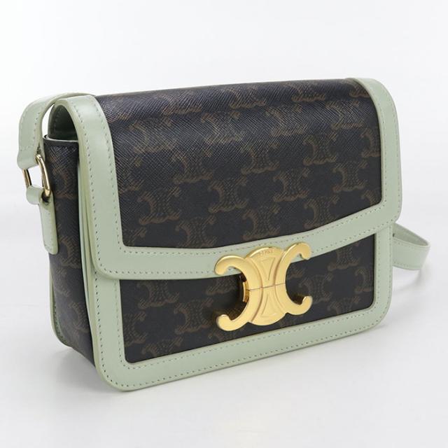 中古良品CELINE セリーヌ 斜め掛け ショルダーバッグ トリオンフキャンバス レディース ブラウン