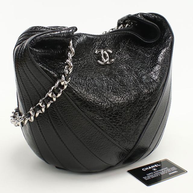 中古良品CHANEL シャネル ショルダーバッグ 25737038 チェーンショルダーバッグ シェブロン レディース ブラック