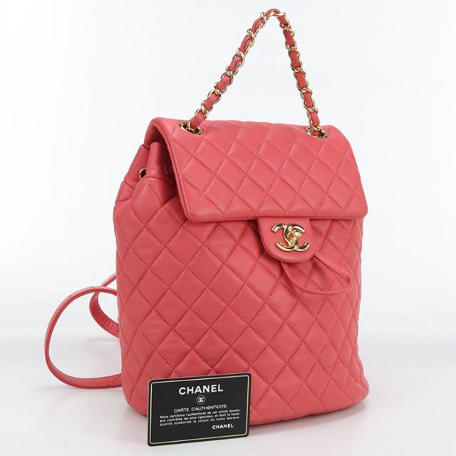 中古良品CHANEL シャネル リュック CH98057 バックパック マトラッセ レディース レッド