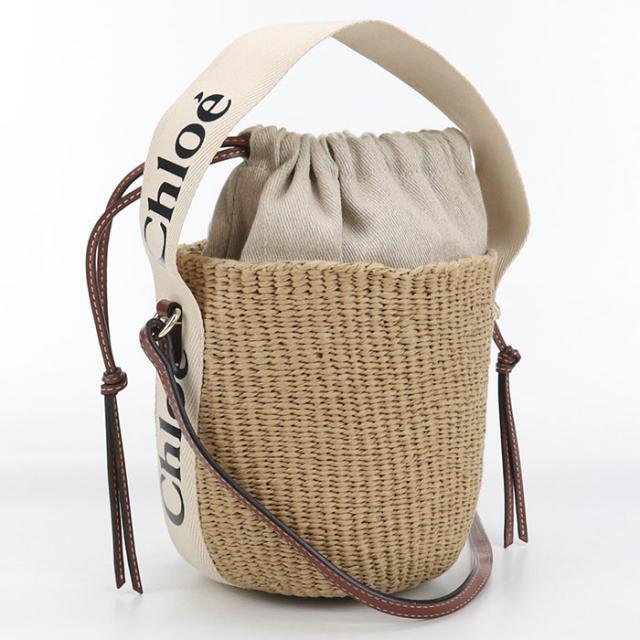 中古美品Chloe クロエ カゴバッグ スモールバスケット ウッディ レディース ベージュ