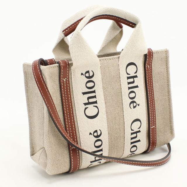 中古美品Chloe クロエ トートバッグ CHC22AP237I2690U 2WAY ウッディ ミニ レディース ベージュ
