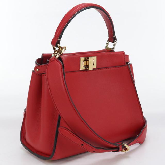 中古美品FENDI フェンディ ハンドバッグ 8BN244 2WAY セレリア ミニピーカブー レディース レッド