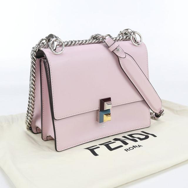 中古良品FENDI フェンディ 斜め掛け ショルダーバッグ 8M0381 SR0 チェーン キャナイ レディース ピンク