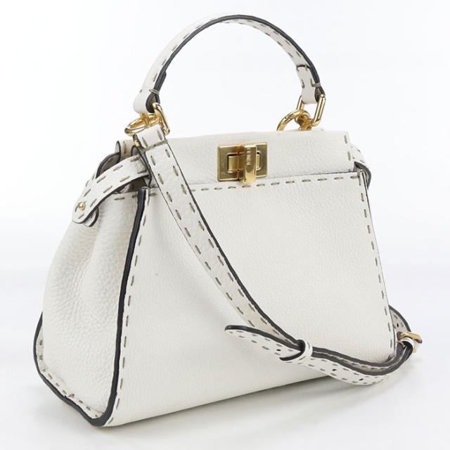 中古良品FENDI フェンディ ハンドバッグ 8BN244 SFR 2WAY ピーカブー レディース ホワイト