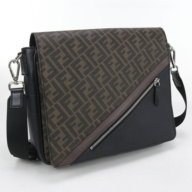 中古良品FENDI フェンディ 斜め掛け ショルダーバッグ 7VA521 A9XS ダイアゴナル メンズ ブラウン