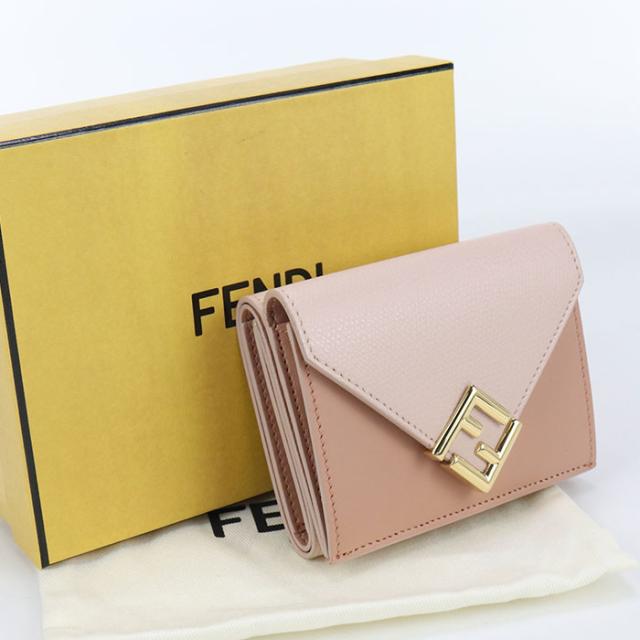 【中古・未使用】FENDI フェンディ 三つ折り財布 8M0480 コンパクト財布 レディース ピンク