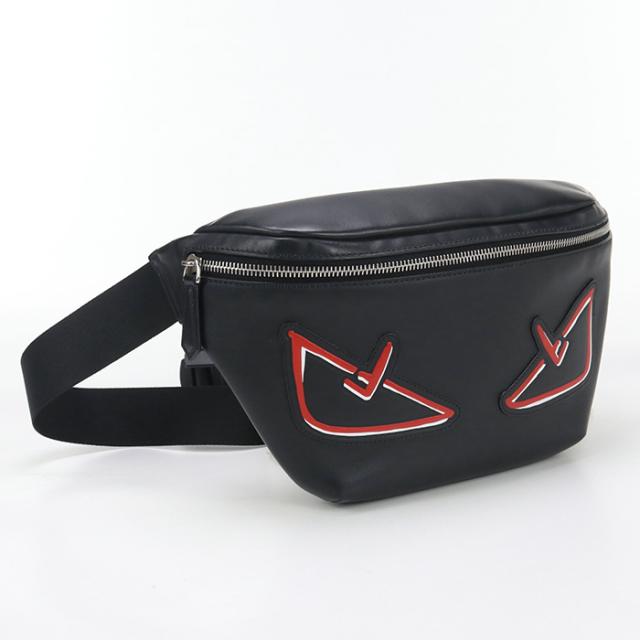 中古良品FENDI フェンディ ボディバッグ 7VA434 A72K ベルトバグ モンスター バグズアイ メンズ ブラック