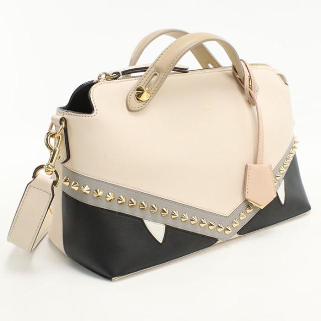 中古良品FENDI フェンディ ハンドバッグ 8BL124 A1FV バイ ザ ウェイ ミディアム バグズ モンスターアイ レディース ベージュ