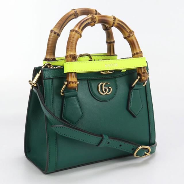 中古美品GUCCI グッチ ハンドバッグ 655661 スモール トートバッグ 2WAY グッチ ダイアナ レディース グリーン