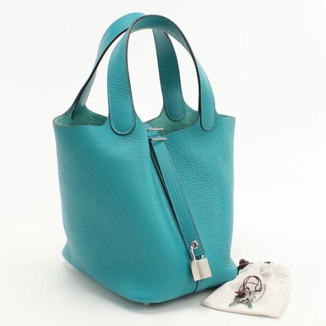 中古良品HERMES エルメス ハンドバッグ ピコタンロックPM X刻印 レディース ブルー