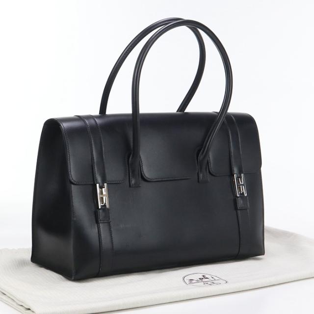 中古良品HERMES エルメス ハンドバッグ ドラッグ37 レディース ブラック