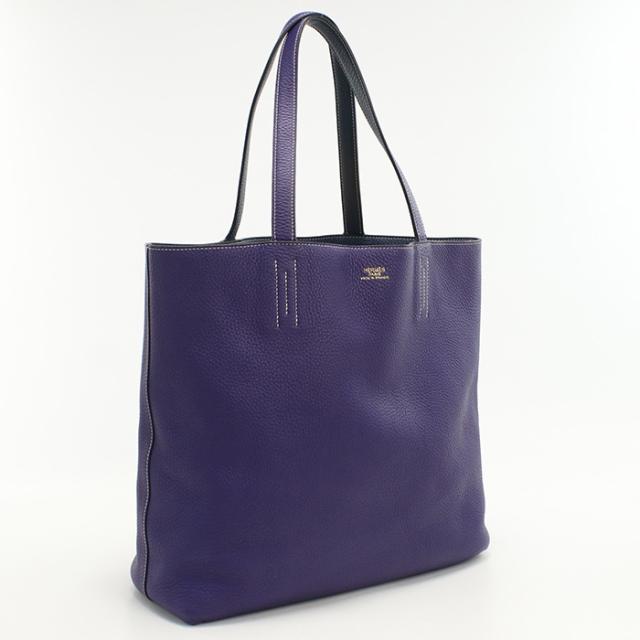 中古良品HERMES エルメス トートバッグ ドゥブルセンス36 □N刻印 レディース ブルー